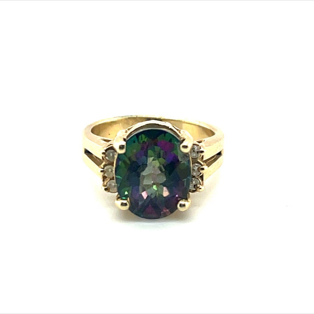 14K Yellow Gold Mystic Topaz Ring - Etsy