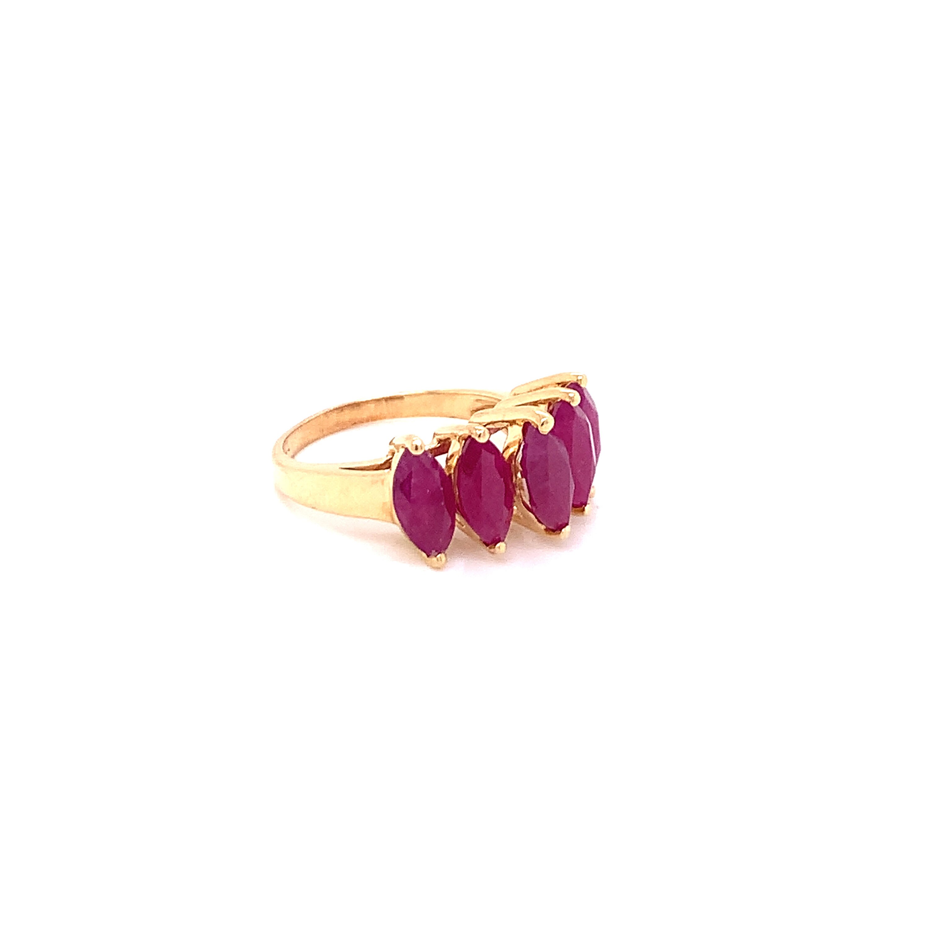 14K Yellow Gold Marquise-Cut Ruby Ring | Etsy