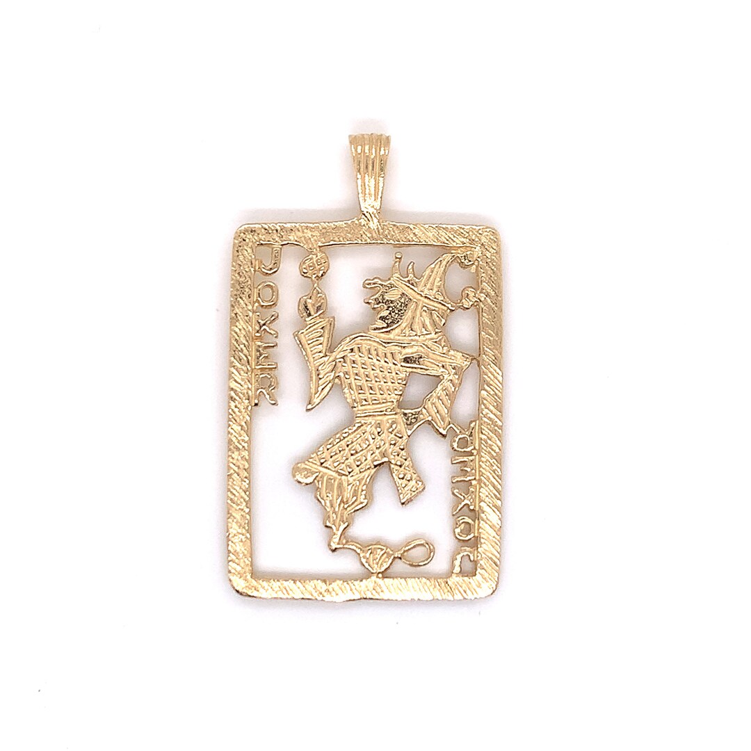14K Yellow Gold Joker Card Pendant - Etsy