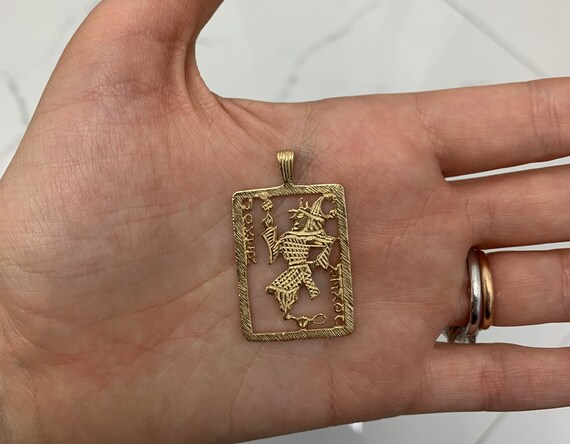 14K Yellow Gold Joker Card Pendant - Gem