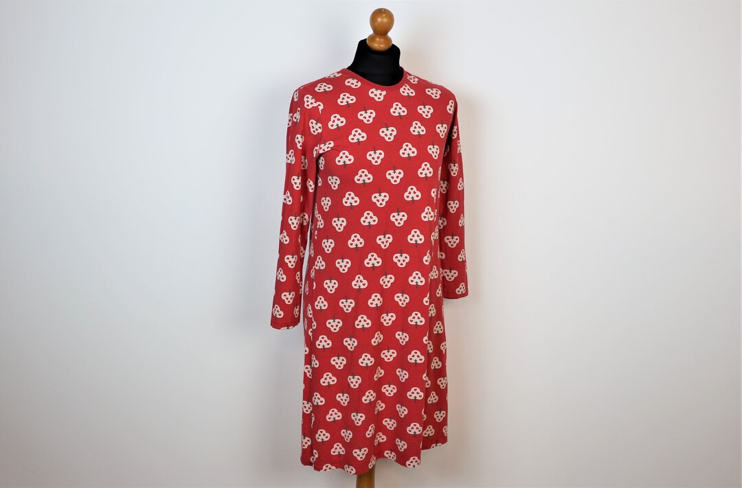 NANSO Dress Red Tunic Red White Jersey Top Long Sleeves Red White ...