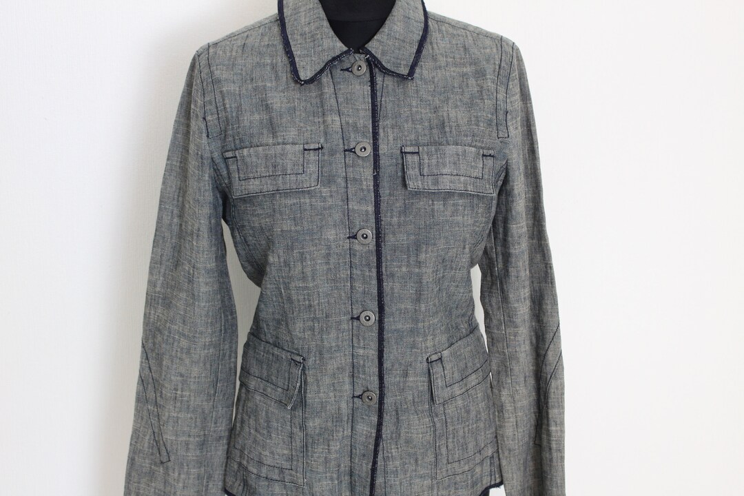 Gray Linen Jacket MEXX Gray Linen Blazer Womens Fitted Linen Blend ...