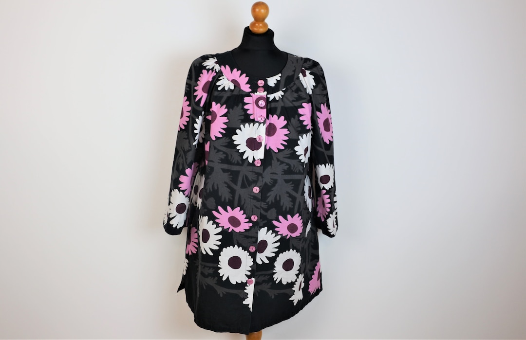 Marimekko Coat Samu Jussi Koski Jacket Gray Pink White Flower Patern ...