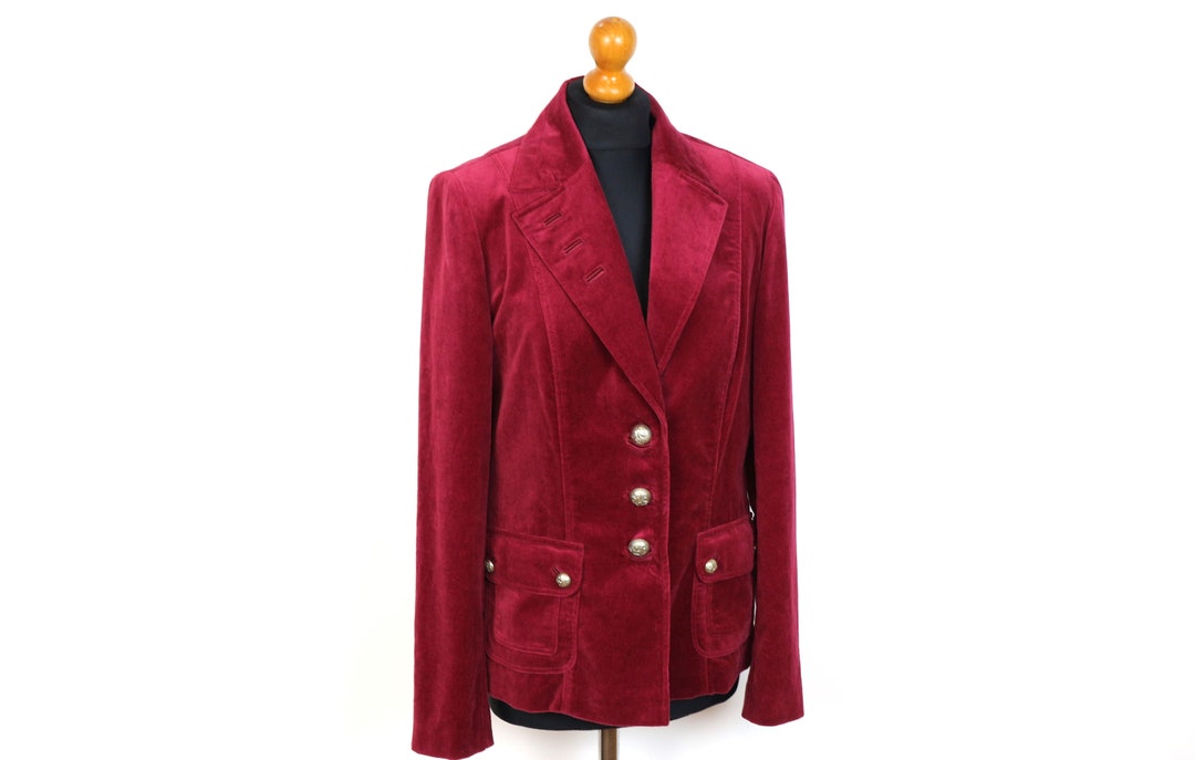 Maroon Velvet Jacket Red Velvet Blazer Women's Burgundy Red Jacket ...