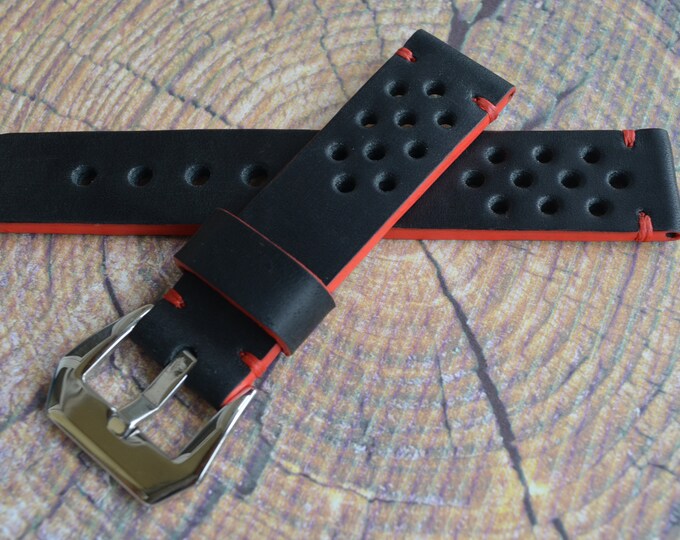 Leather Watch Strap Rally Sport, Black Wrist Watch Band, Bracelet ...