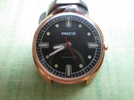 Men's Black Vintage Watch 1980s Collectibles USSR RAK… - Gem