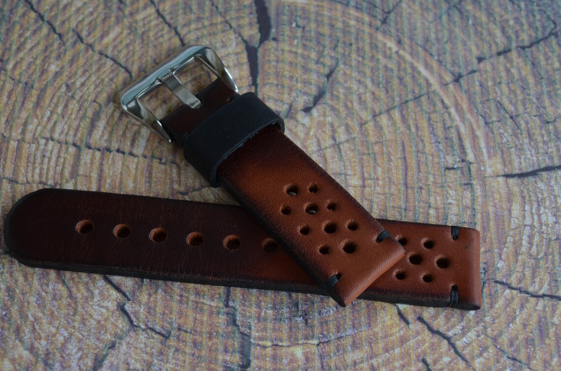 Leather Watch Strap Rally Sport Brown Wrist Watch Band | Etsy