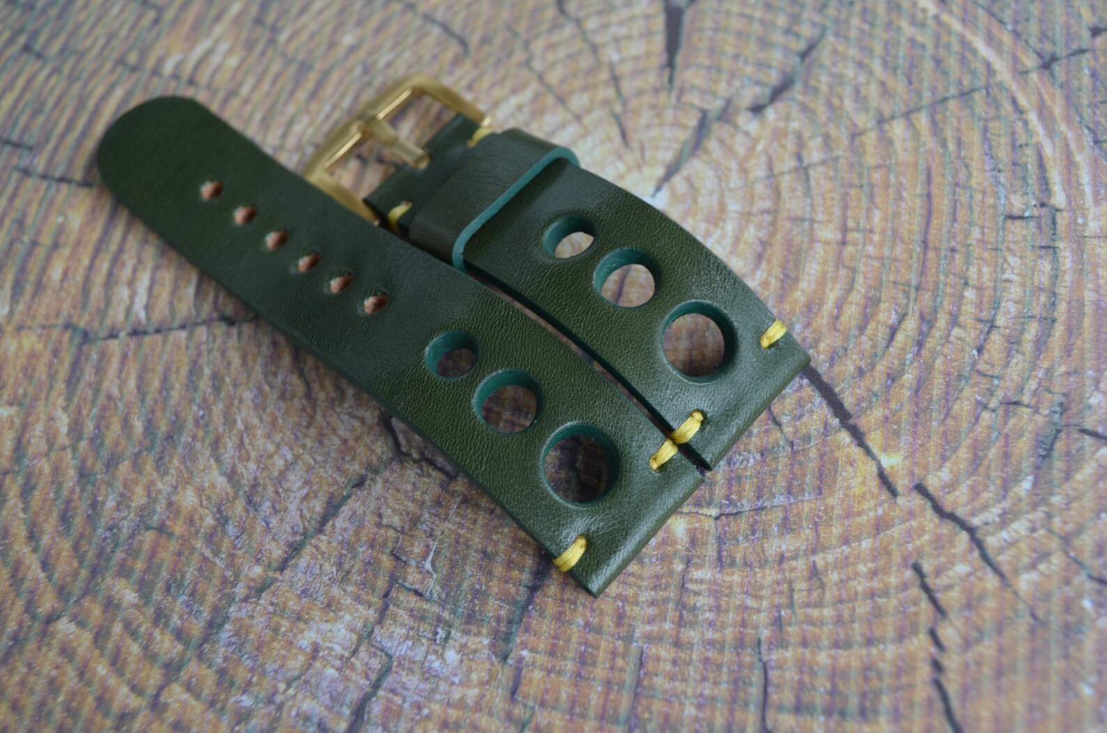 Leather Watch Strap Rally Sport Green Wrist Watch Band | Etsy