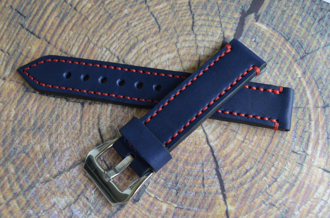 Leather Watch Strap Watch Strap Blue Wrist Watch Band Watch - Etsy