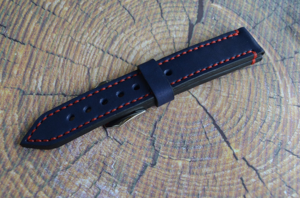 Leather Watch Strap Watch Strap Blue Wrist Watch Band Watch - Etsy