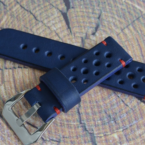 Custom Blue Watch Band Handmade Blue Leather Watch Strap - Etsy