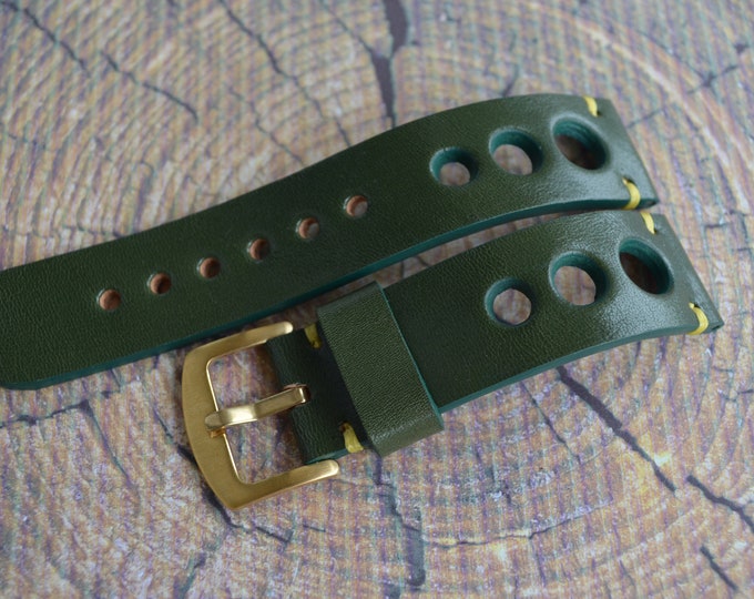 Leather Watch Strap Rally Sport, Green Wrist Watch Band, Bracelet ...