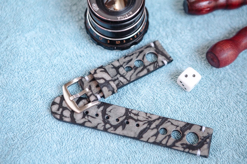 Vintage Leather Watch Strap Watch Rally Gray-black Wrist Watch - Etsy