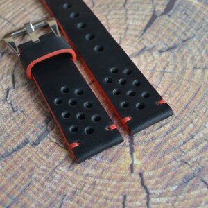 Leather Watch Strap Rally Sport Black Wrist Watch Band - Etsy