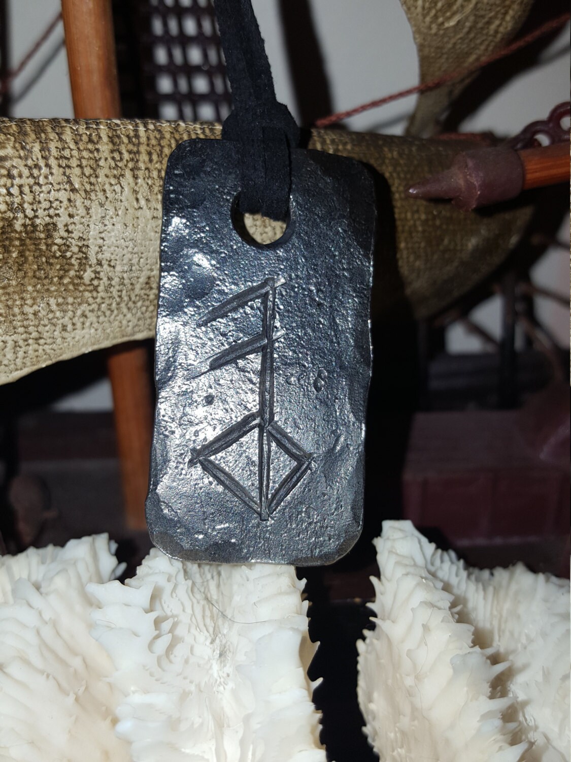 Hand Forged Viking Bind Rune Necklace/charms/amulet Luck | Etsy