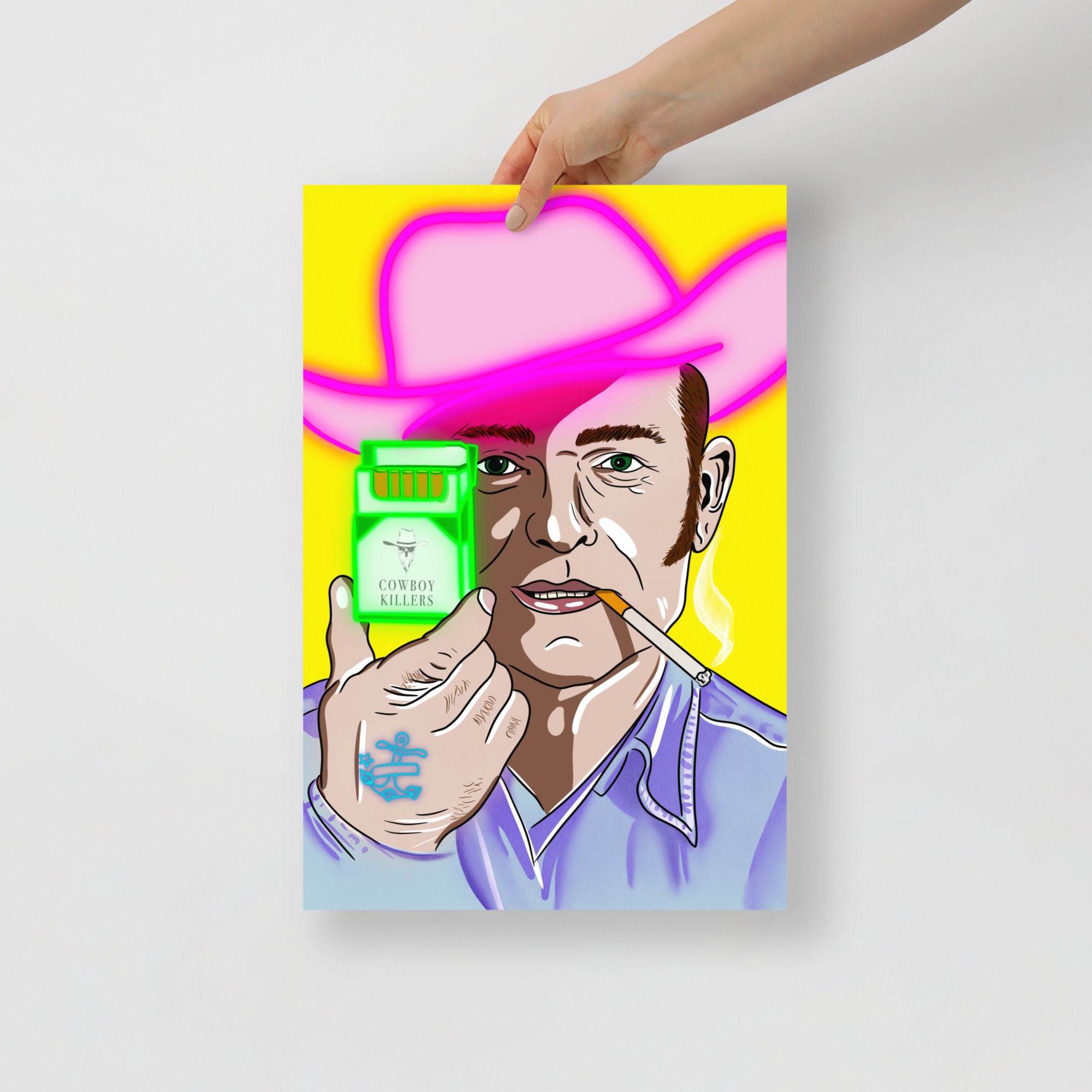 Neon Cowboy Poster Print - Etsy