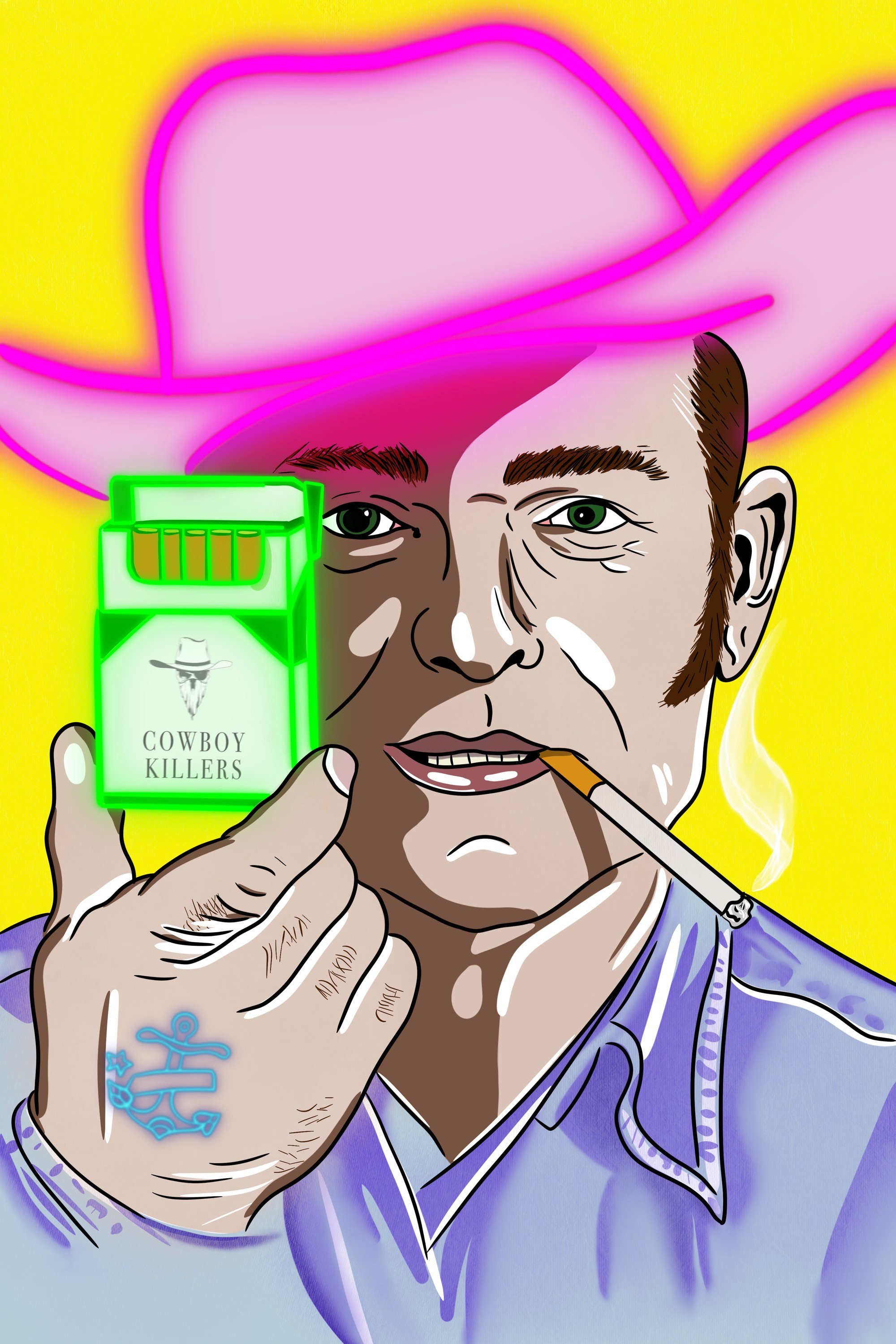 Neon Cowboy Poster Print - Etsy