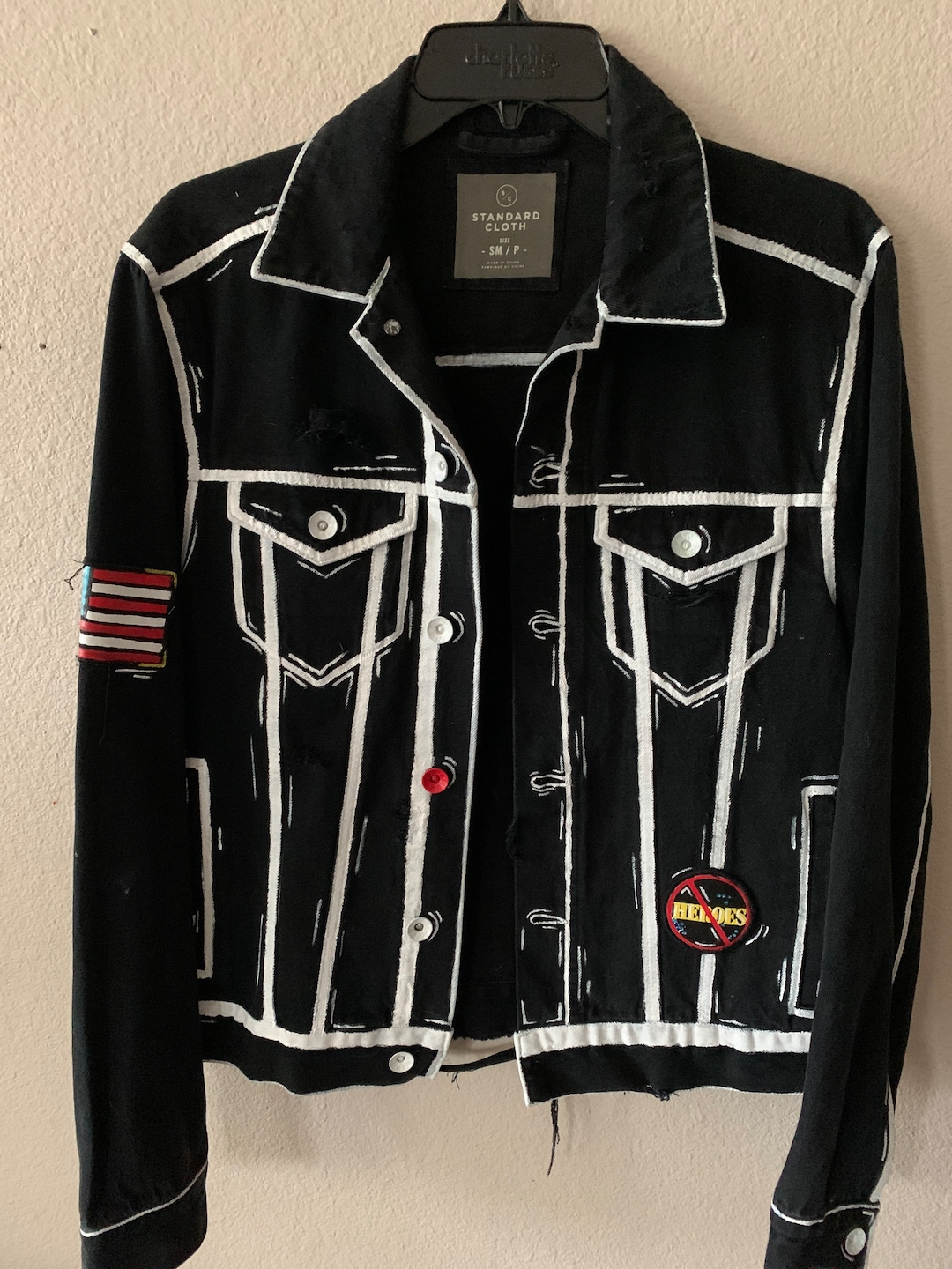 Hand Painted Size Small Black Comic Book Style Jacket - Etsy