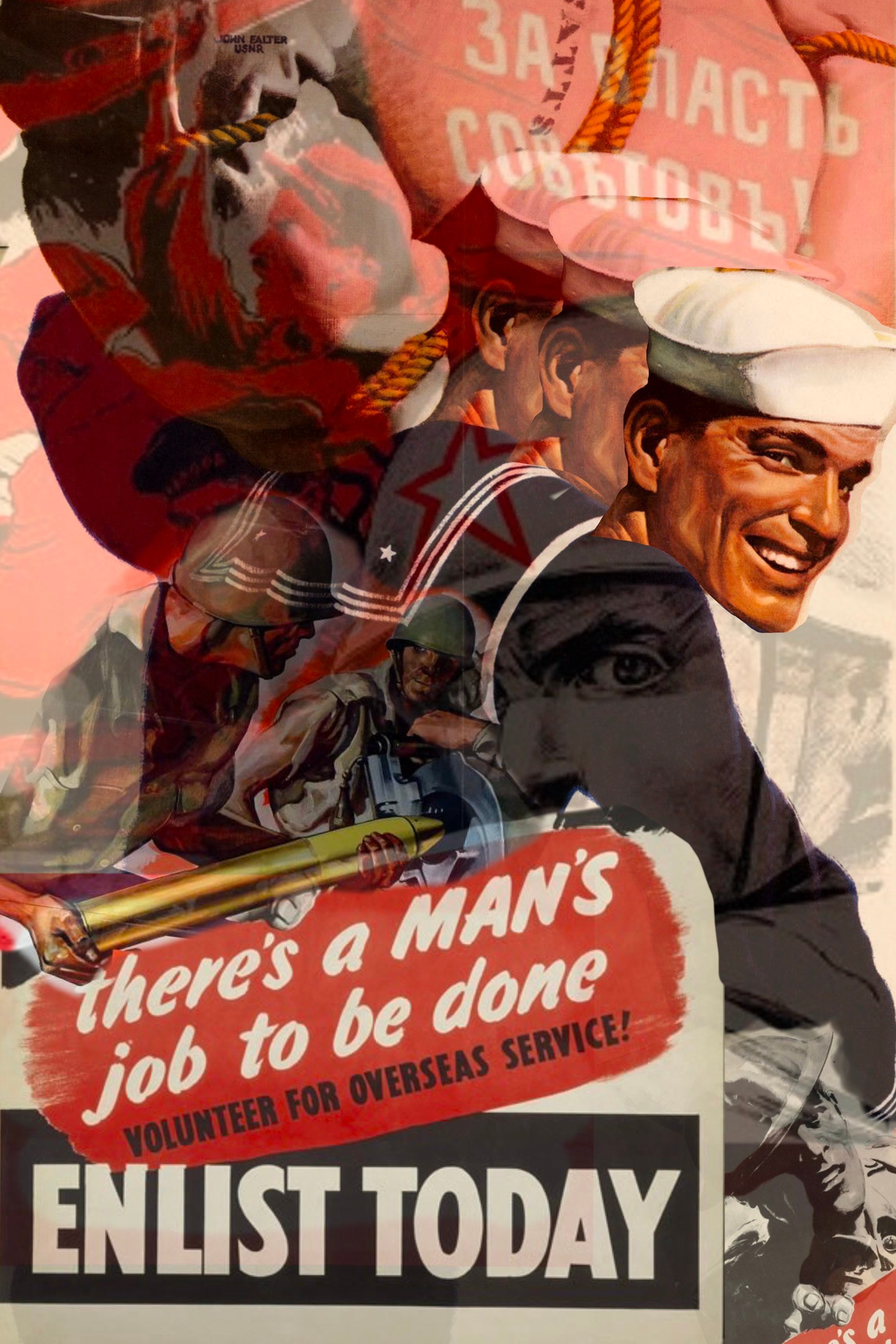 Vintage WWII Collage Graphic Poster - Etsy