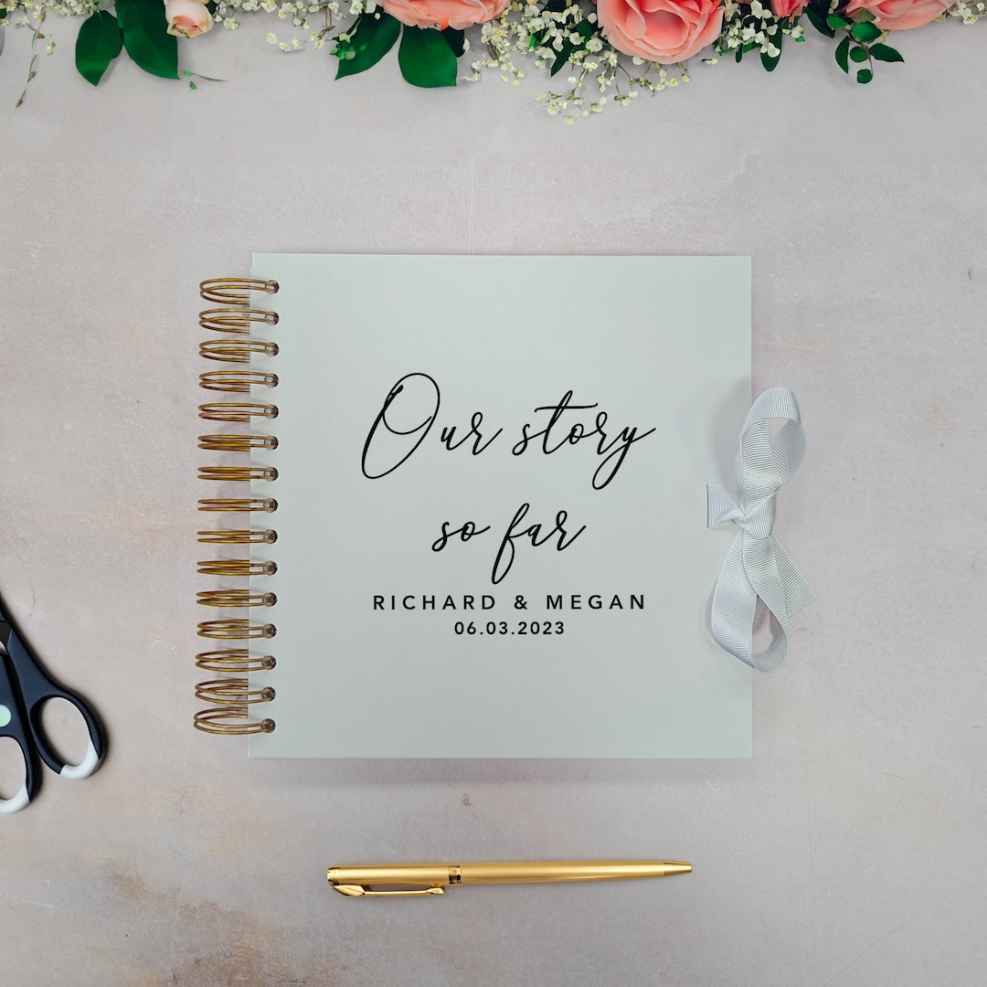 Personalised Couple Scrapbook for First Anniversary or Wedding White ...