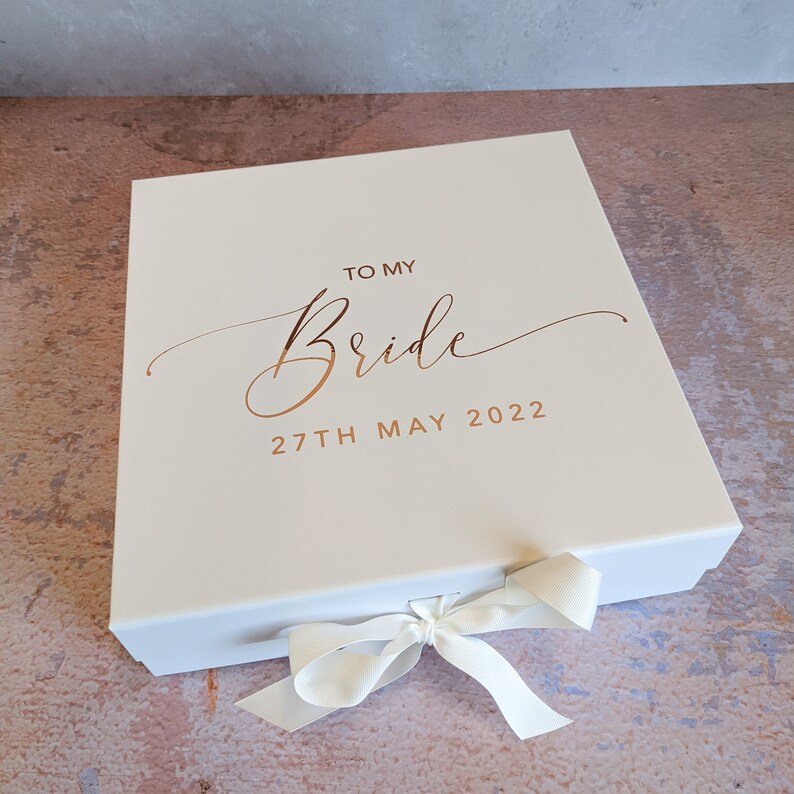 Personalised to My Bride Gift Box Wedding Day White & Rose - Etsy UK