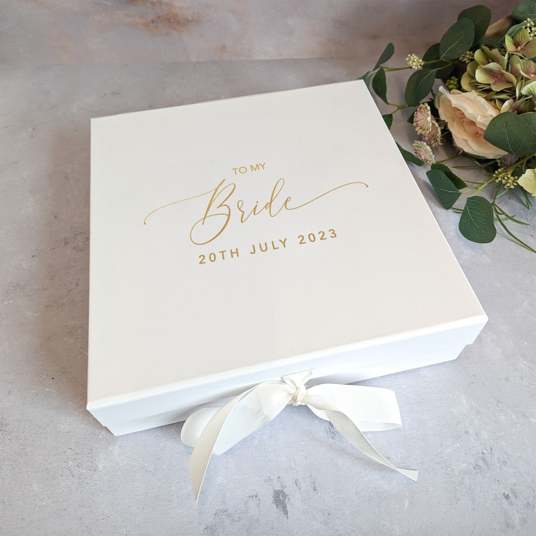 Personalised to My Bride Gift Box Wedding Day White & Rose - Etsy UK