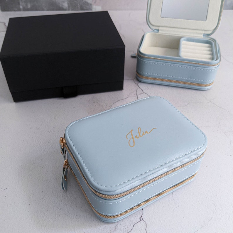 Personalised Jewellery Box Travel Case Pale Blue - Etsy UK