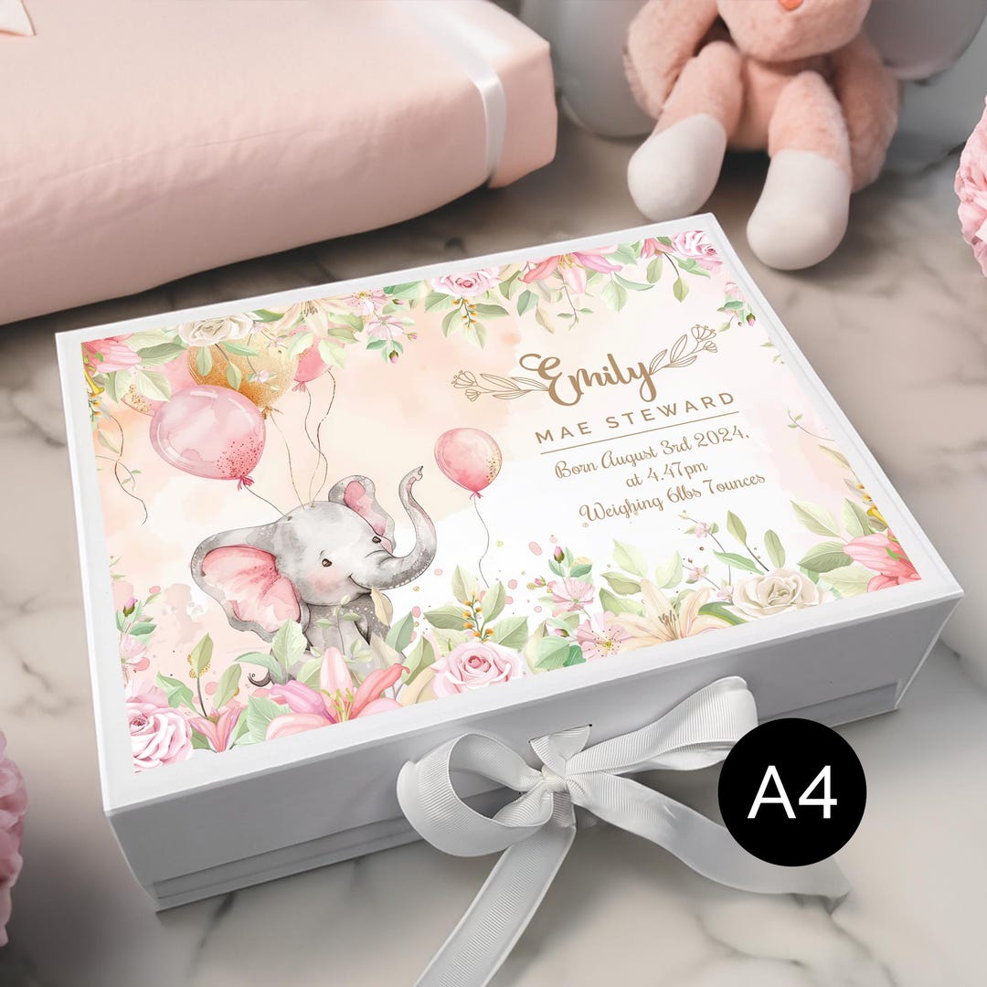 Personalised Newborn Baby Girl Box - Multisize - A5 | Large | A4 | XL ...