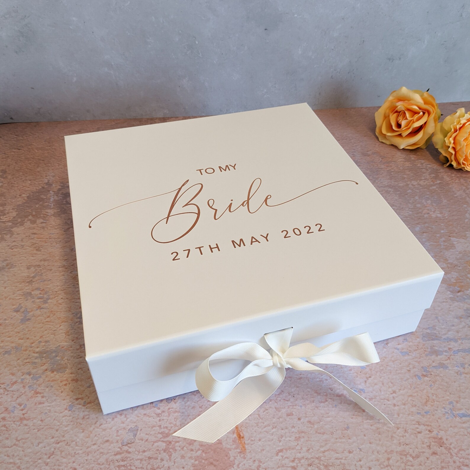 Personalised to My Bride Gift Box Wedding Day White & Gold - Etsy UK