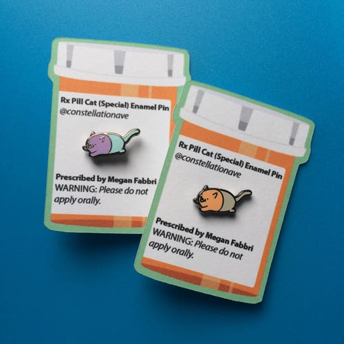Pill Cat Enamel Pins - Etsy