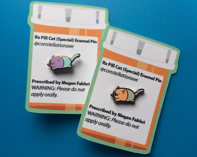 Pill Cat Enamel Pins - Etsy