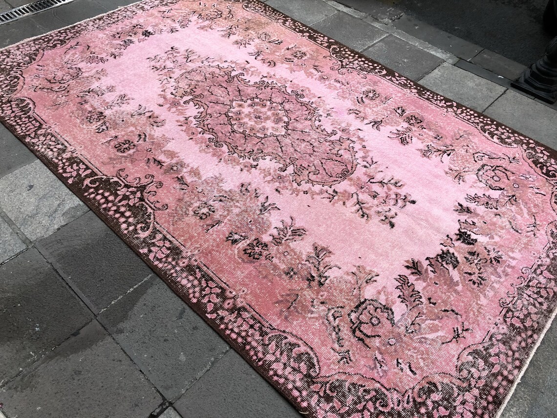 Turkish Pink Rugvintage Carpetdecorative Wool Carpets9x6 - Etsy