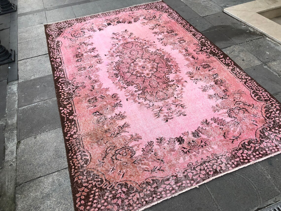 Turkish Pink Rug,vintage Carpet,decorative Wool Carpets,9x6 Rug - Etsy