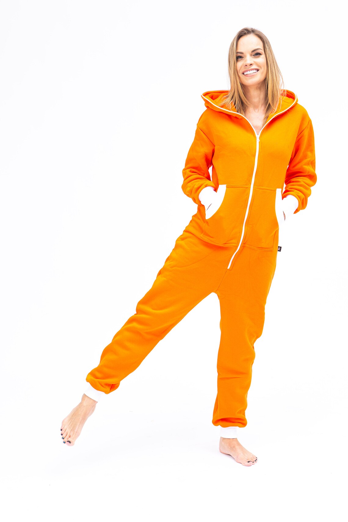 Orange Cotton Jumpsuit: Unisex Hooded One Piece Overall - Etsy