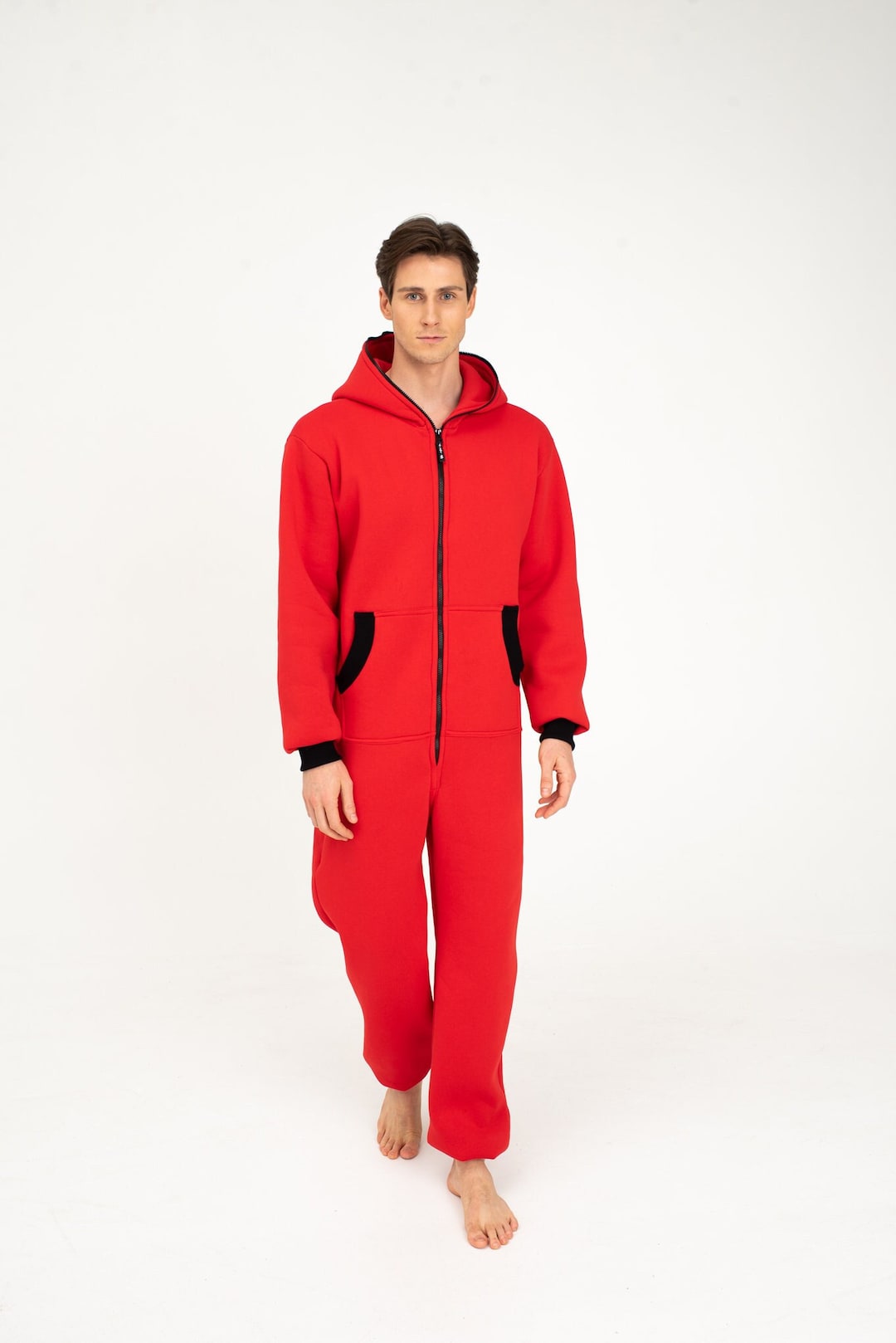 Adult Overall, Red Unisex Adult Overall, Hooded Pyjamas, Adult ...