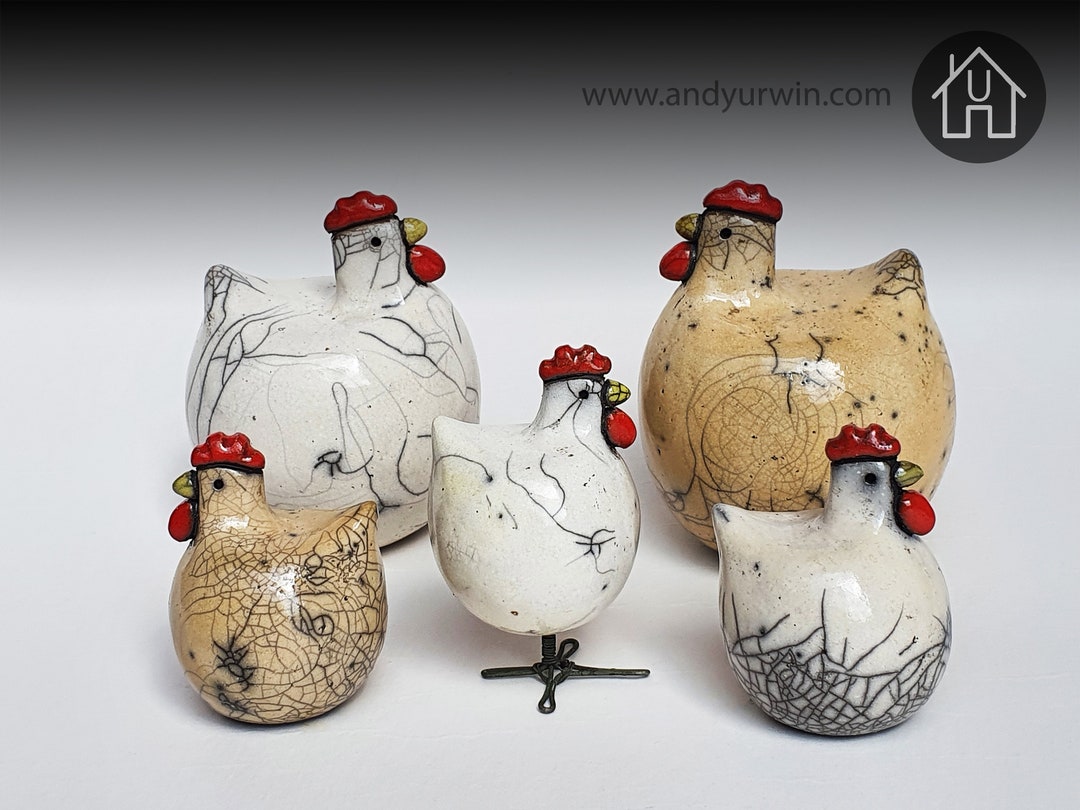 Handmade Ceramic Raku Chickens - Etsy