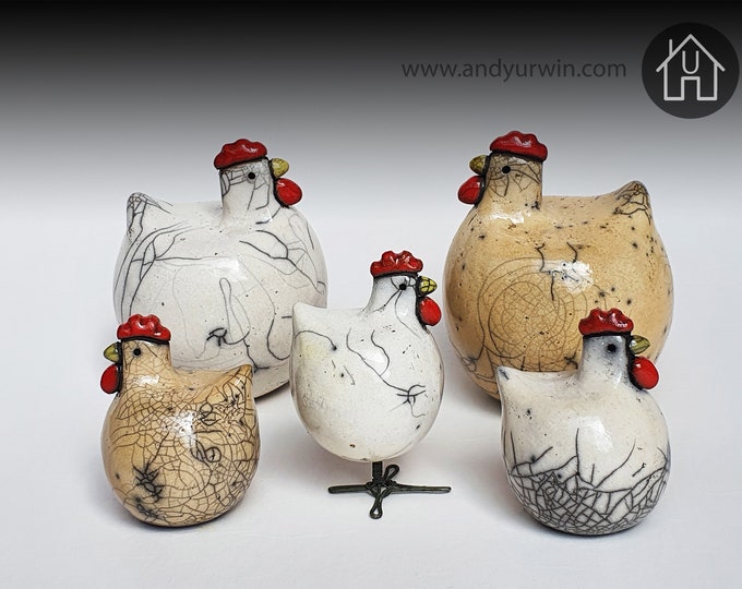 Handmade Ceramic Raku Chickens - Etsy
