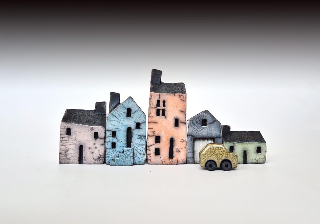 Set of Six Raku Houses/garage/car - Etsy