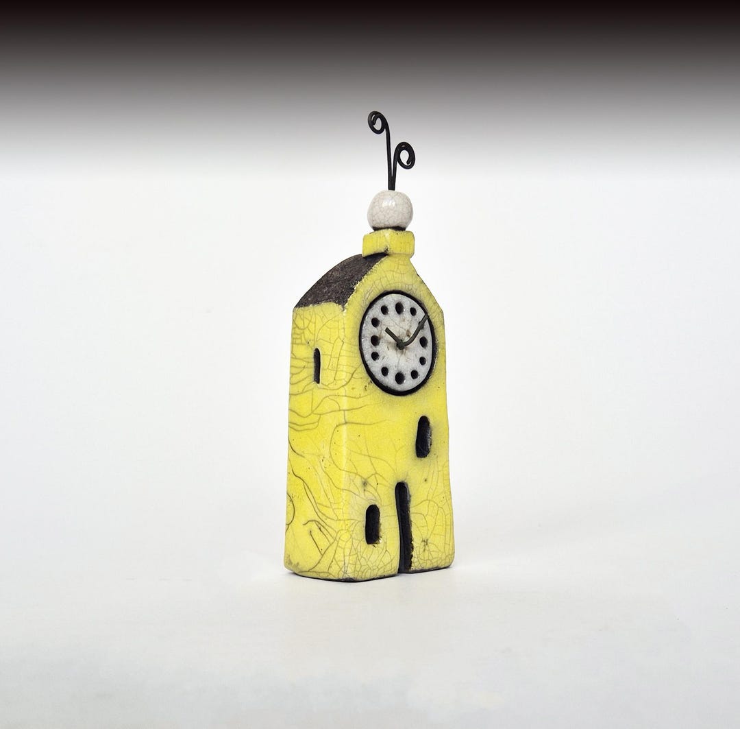 Yellow Raku Clock House - Etsy