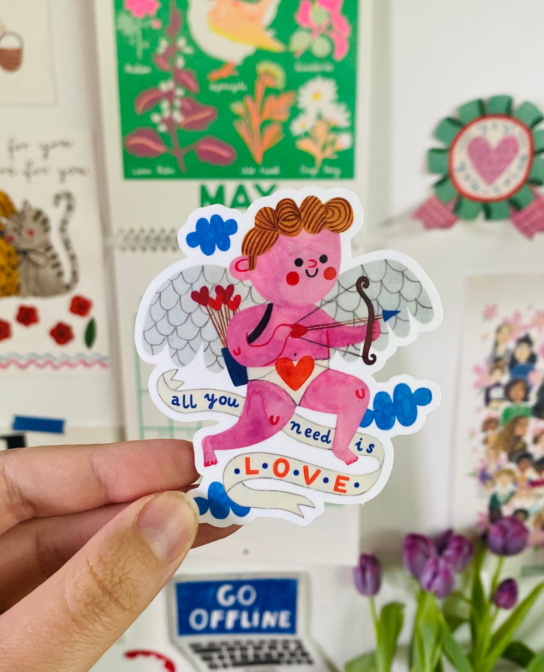 CUPID Sticker Vinyl Scrapbook Funny Notebook Single Stickers Stationery ...