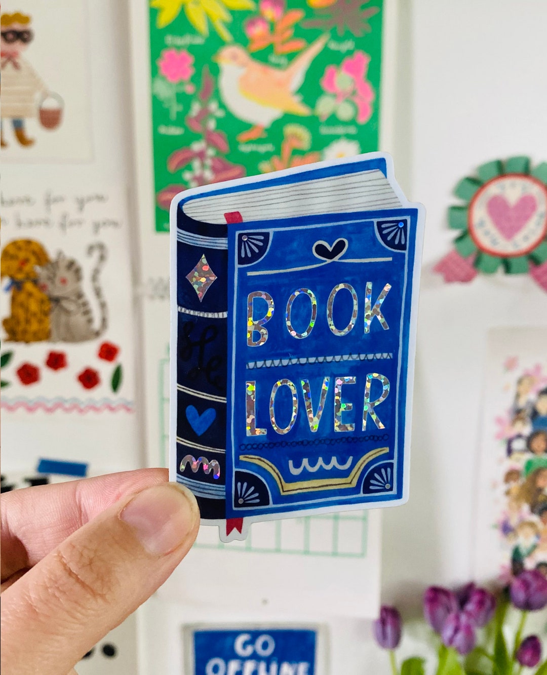 BOOK LOVER Glitter Sticker | Vinyl | Scrapbook | Funny | Notebook ...