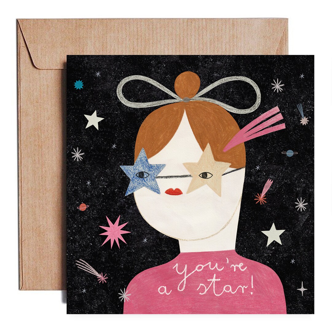 YOU ARE a STAR Card Birthday Celebration Girl Her Greeting Card Cute - Etsy