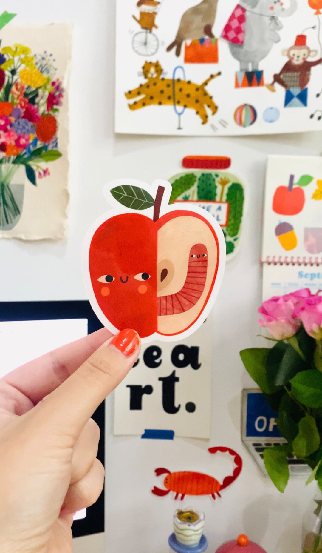 APPLE&WORM Sticker Vinyl Scrapbook Funny Notebook Single Stickers ...