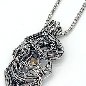 Alien Xenomorph Biomechanical Tech Pendant Wire Wrap Sterling Argentium ...