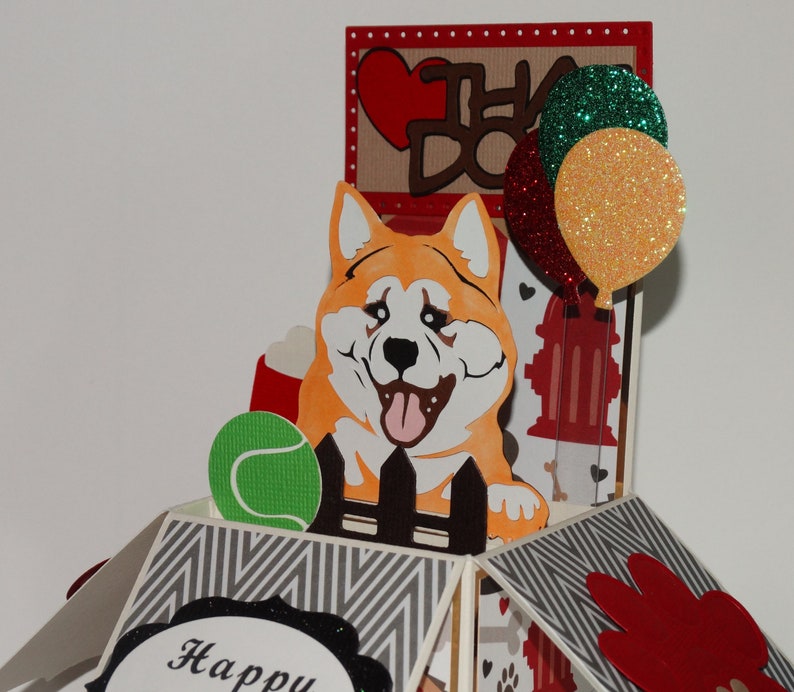 Akita Happy Birthday handmade 3D pop up greeting card | Etsy
