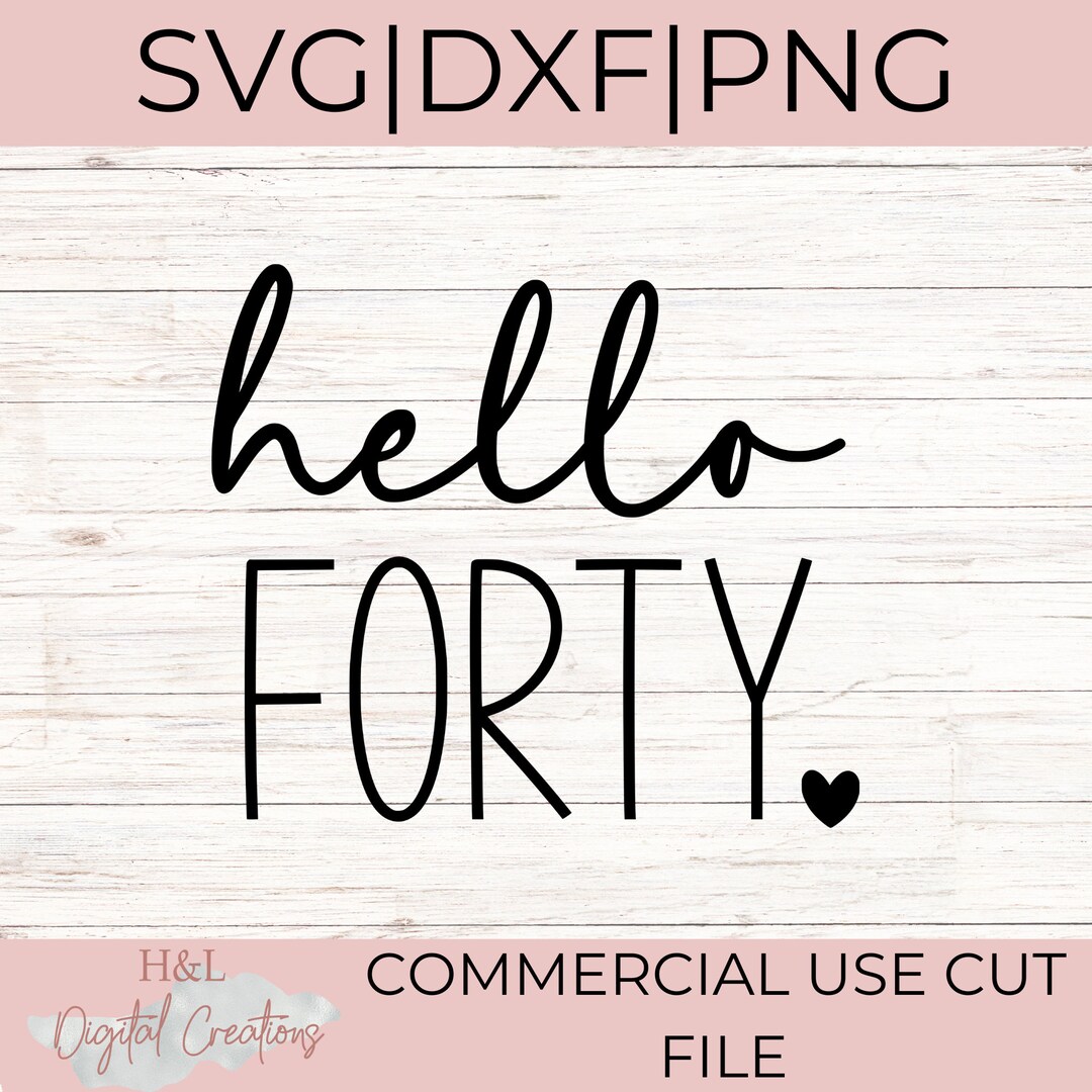 Hello Forty Svg, Forty Svg, Birthday Svg, 40th Birthday Svg, Fortieth ...