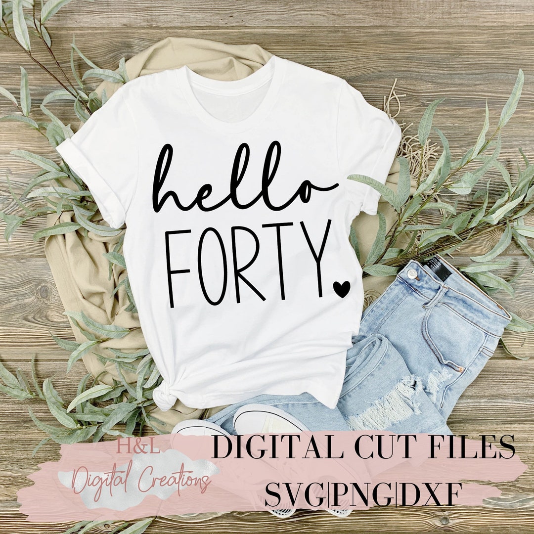Hello Forty Svg, Forty Svg, Birthday Svg, 40th Birthday Svg, Fortieth Birthday, Hello 40 Svg ...