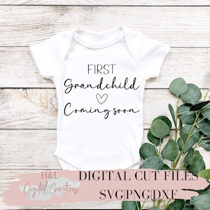 First Grandchild Coming Soon Svg - Etsy