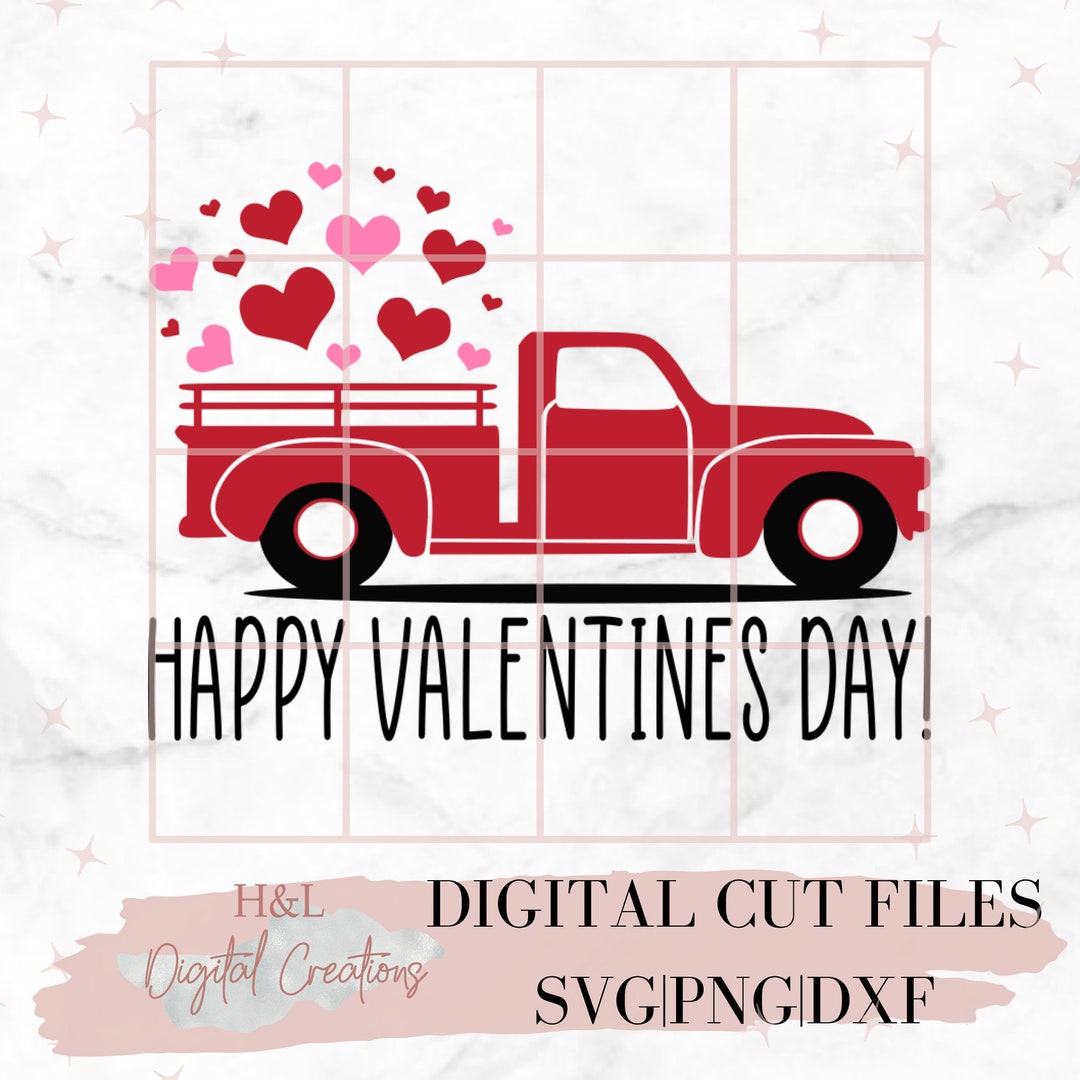 Valentines Day Truck Svg Red Truck Svg Truck With Hearts - Etsy