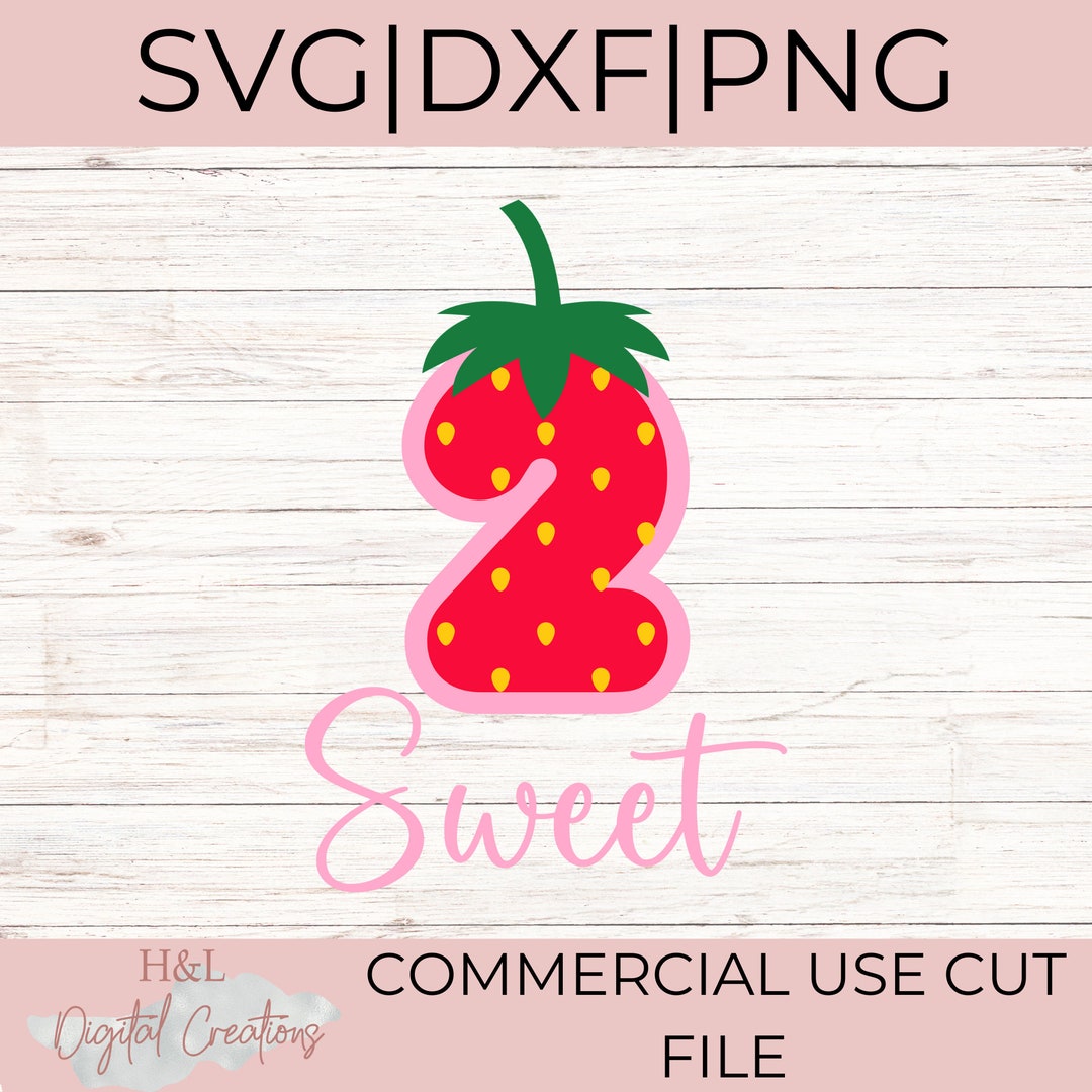 Two Sweet Svg, Strawberry Svg, 2nd Birthday Svg, Strawberry Birthday ...
